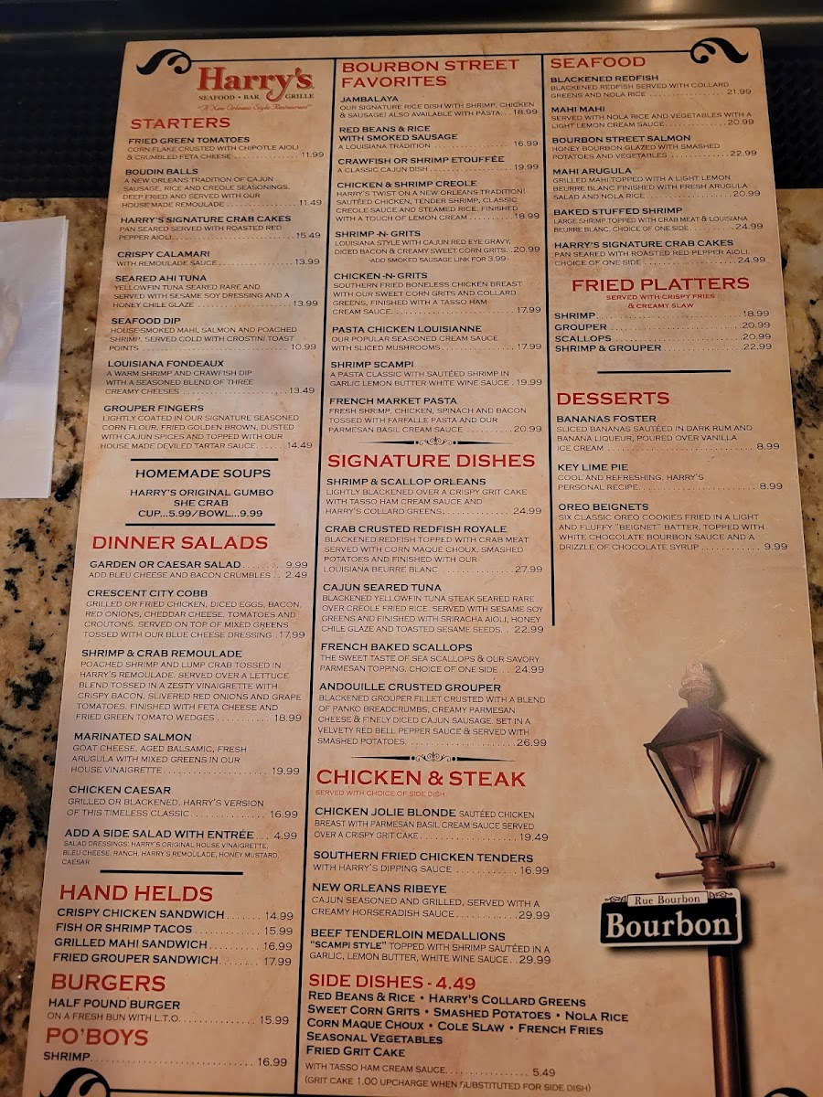 Harry's Seafood Bar & Grille Menu (New on the 2025)