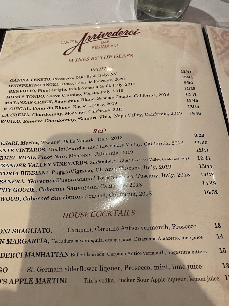 Café Arrivederci Menu (New on the 2025)