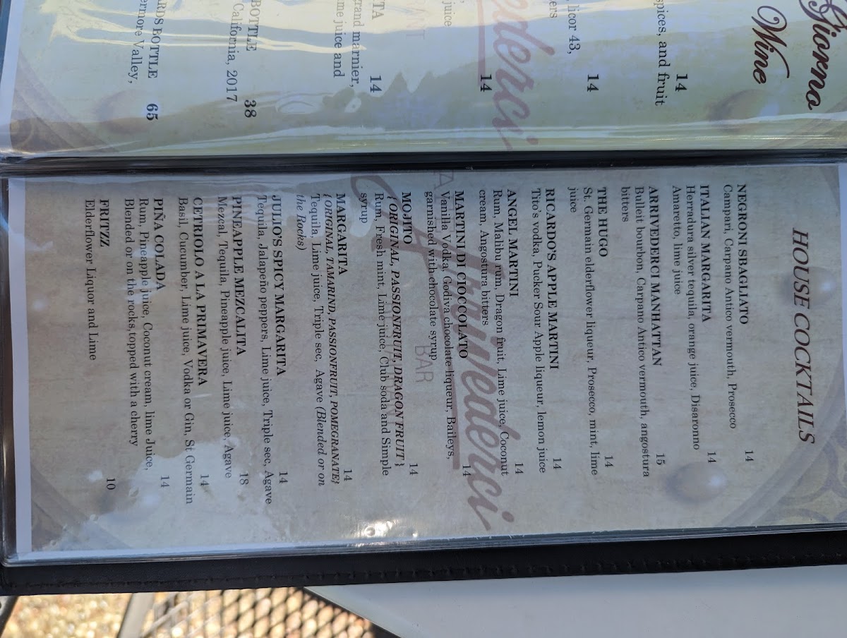 Café Arrivederci Menu (New on the 2025)